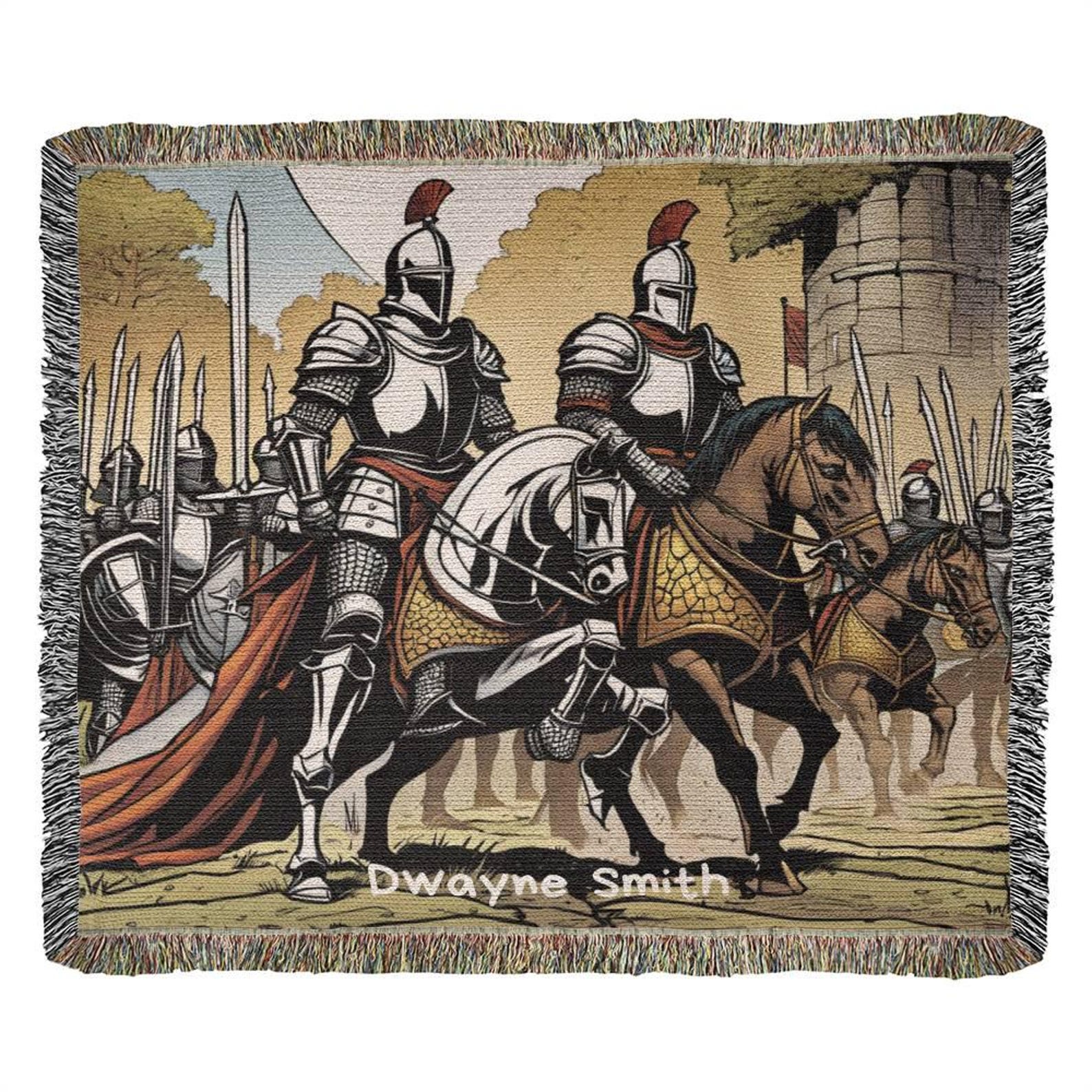 Personalized Knights in Armour Heirloom Woven Blanket, Custom Knights ...