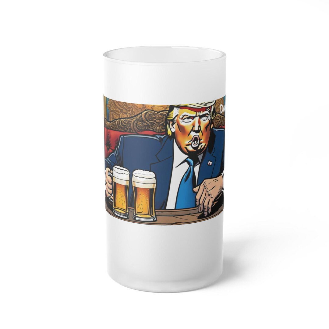 Personalized Trump Frosted Glass Beer Mug, Custom Trump Beer Glass ...