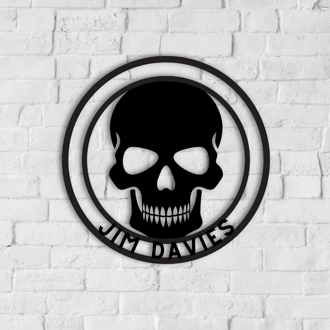 Personalized Skull Metal Sign, Custom Skull Wall Decor, Skull Metal ...