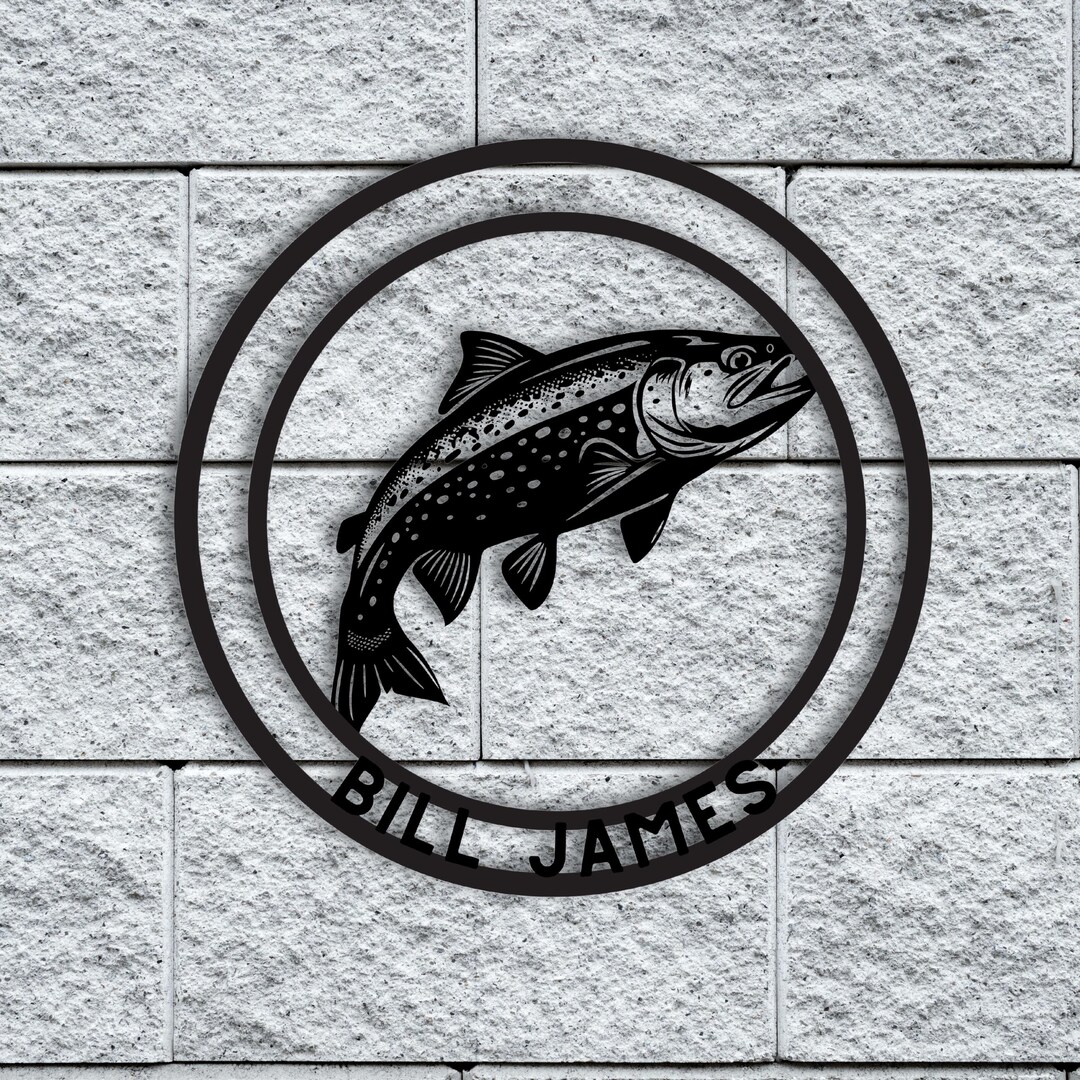 Personalized Trout Metal Wall Art, Custom Trout Wall Decor Sign, Trout ...