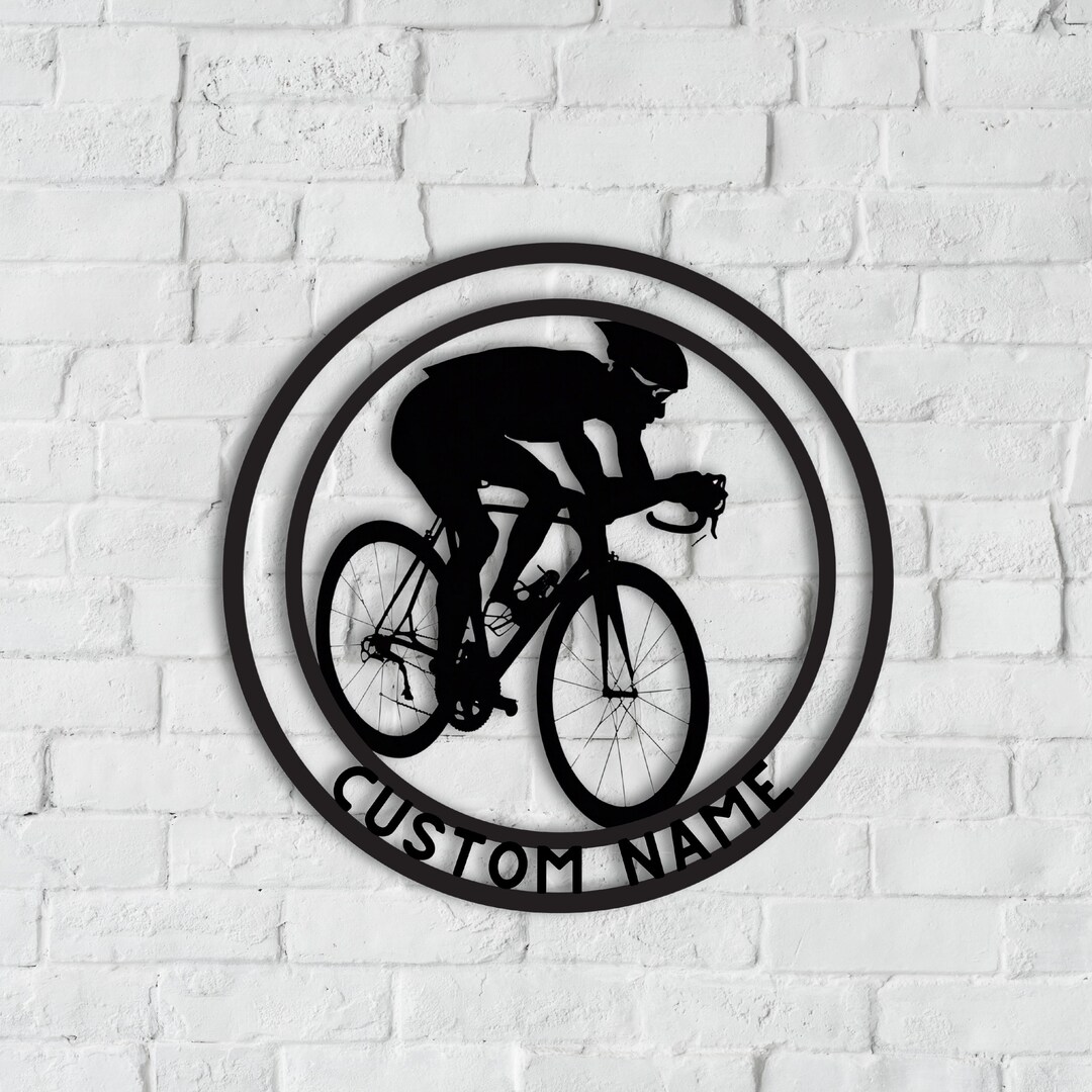Custom Road Bike Racing Metal Wall Art, Personalized Bicycle Lover Name ...