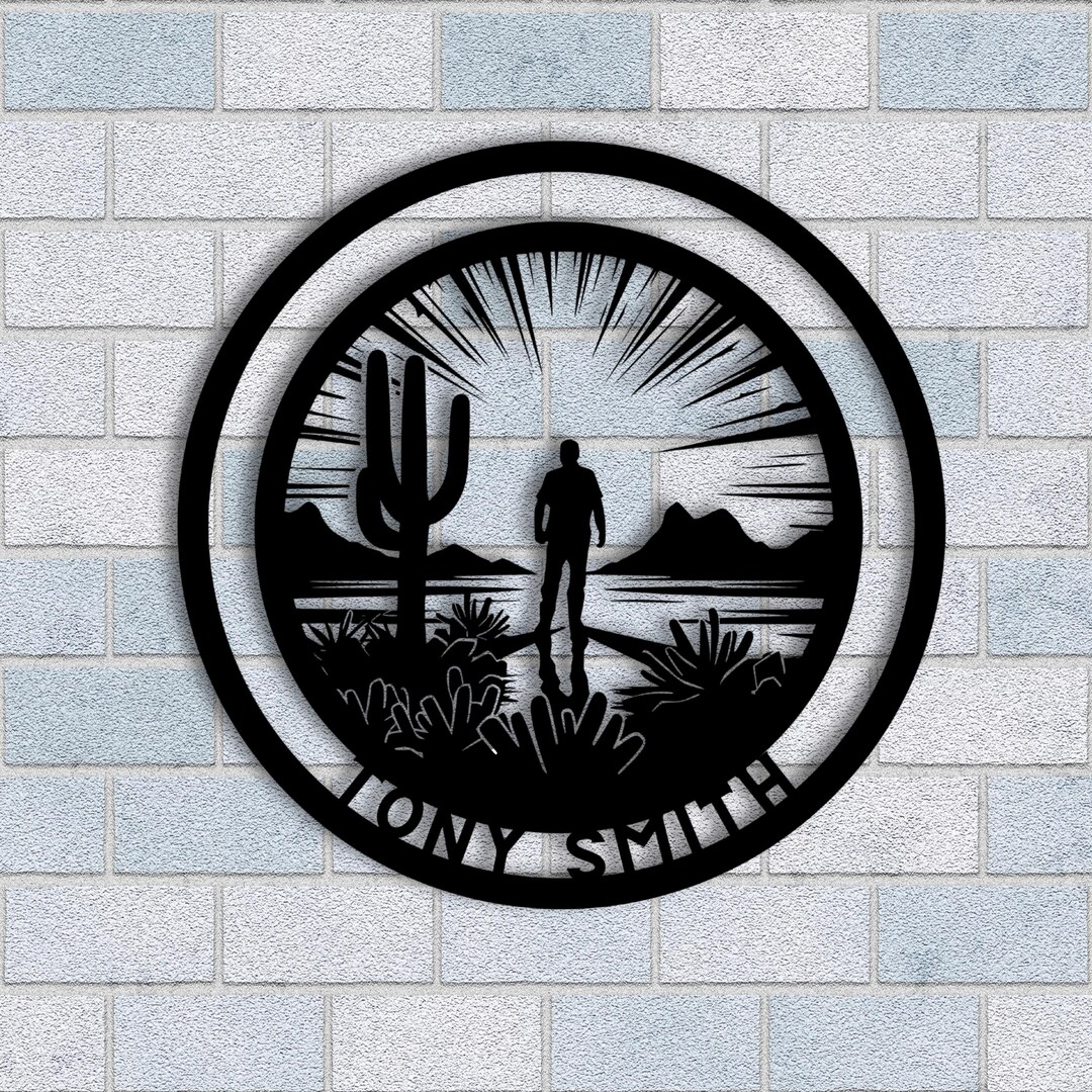 Personalized Desert Metal Wall Art, Custom Cactus Landscape Wall Decor ...