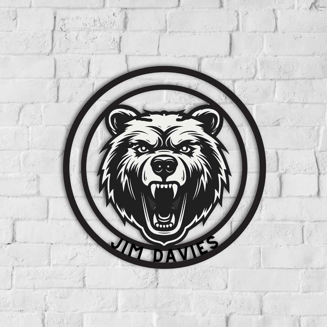 Bear Metal Wall Art, Personalized Bear Metal Sign, Custom Bear Wall ...