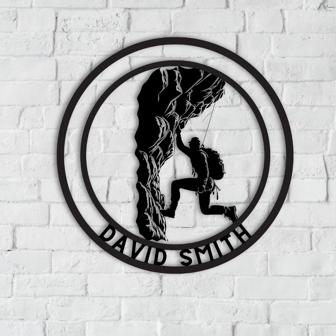 Personalized Climbing Metal Wall Art, Custom Rock Climber Wall Decor ...