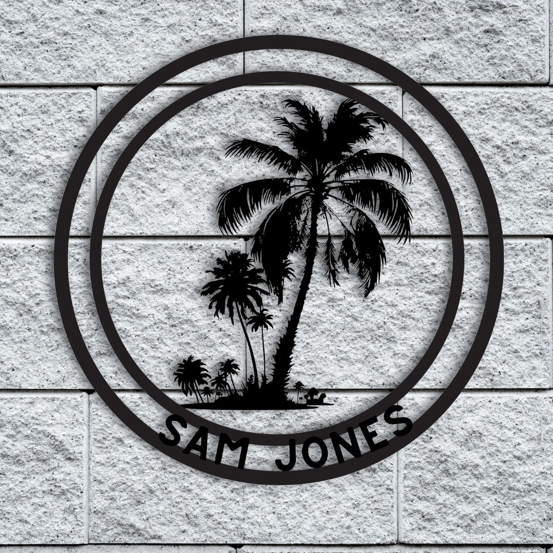 Personalized Palm Trees Metal Wall Art, Custom Palm Tree Wall Decor ...