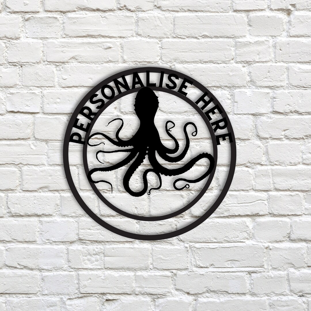 Personalized Octopus Metal Sign, Octopus Metal Wall Decor, Beach House ...