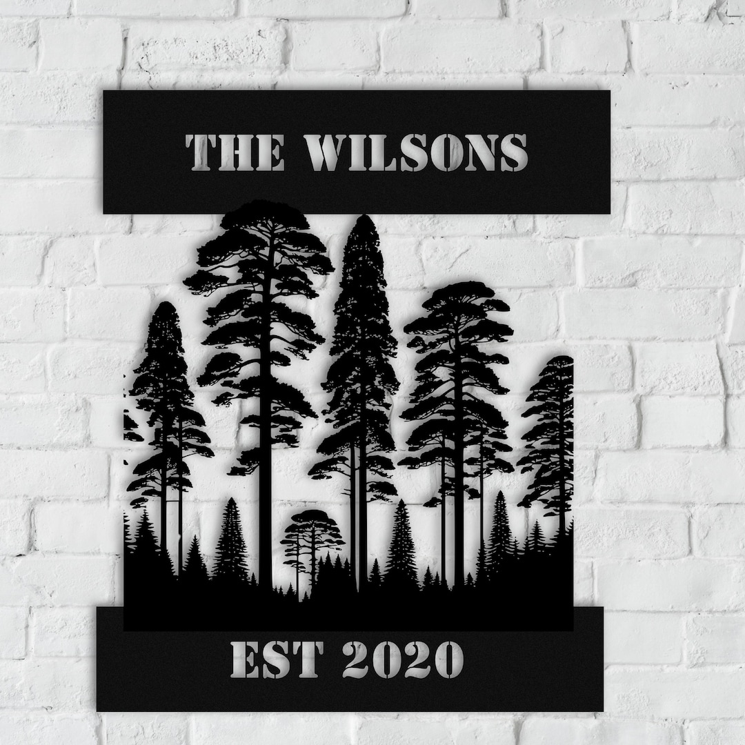 Pine Tree Metal Wall Art, Cedar Tree Metal Sign, Four Trees Home Decor ...