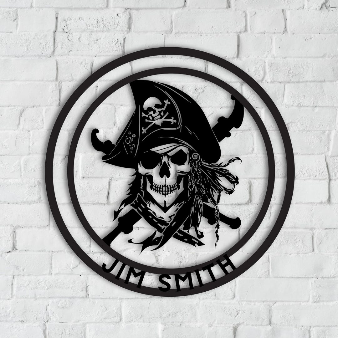 Personalized Pirate Metal Wall Art, Custom Pirate Wall Decor Sign, Kids ...