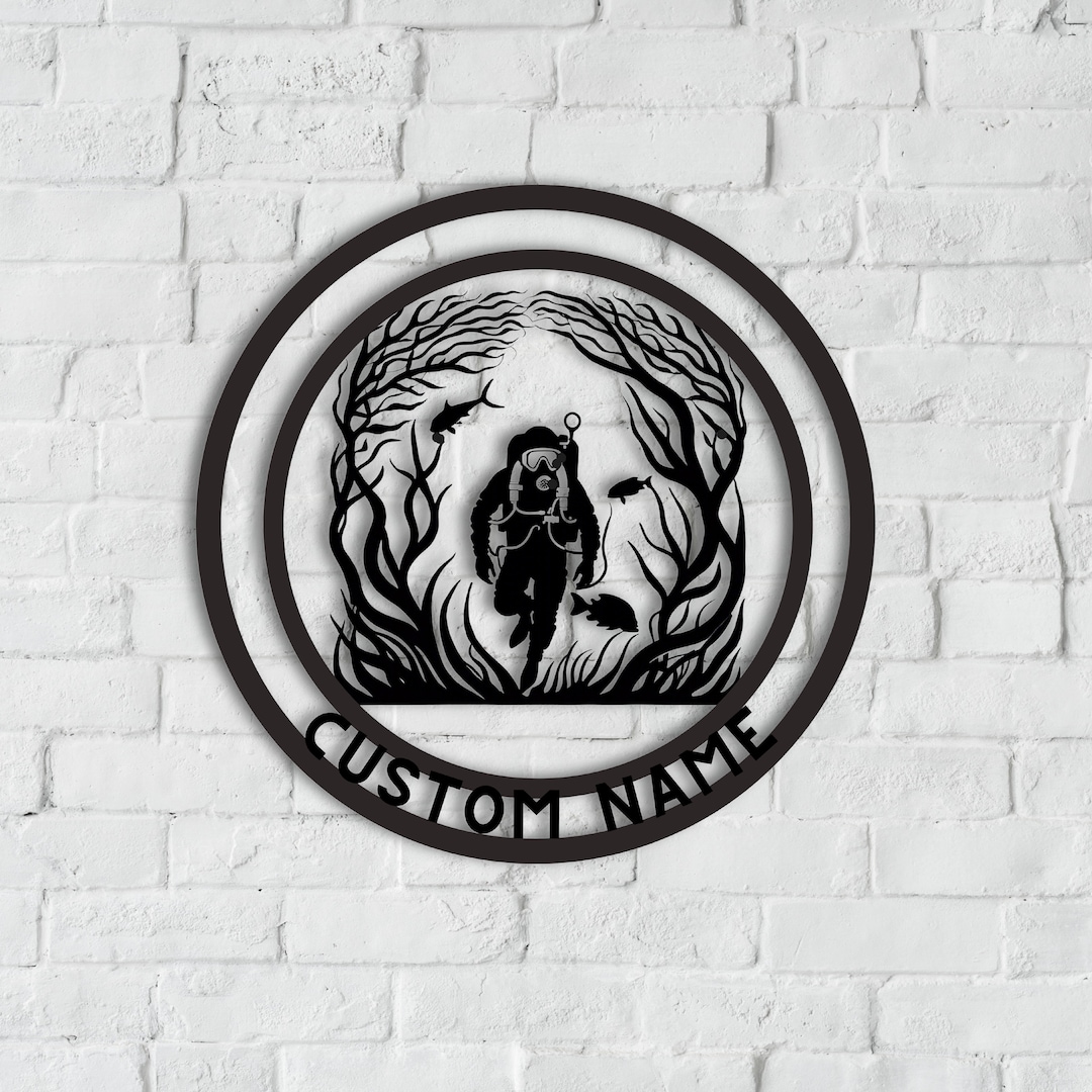 Scuba Diver Metal Wall Art, Personalized Scuba Diver Name Sign ...