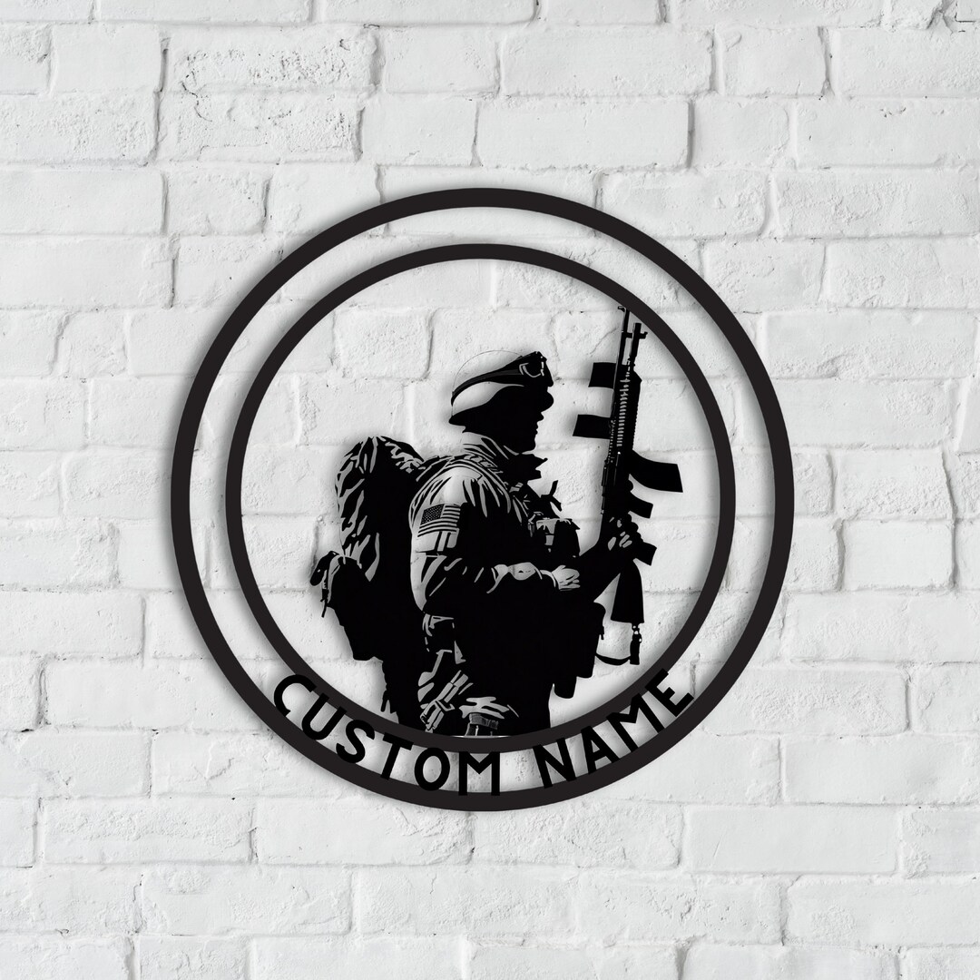 Soldier Metal Wall Art, Personalized Army Soldiers Silhouette Name ...