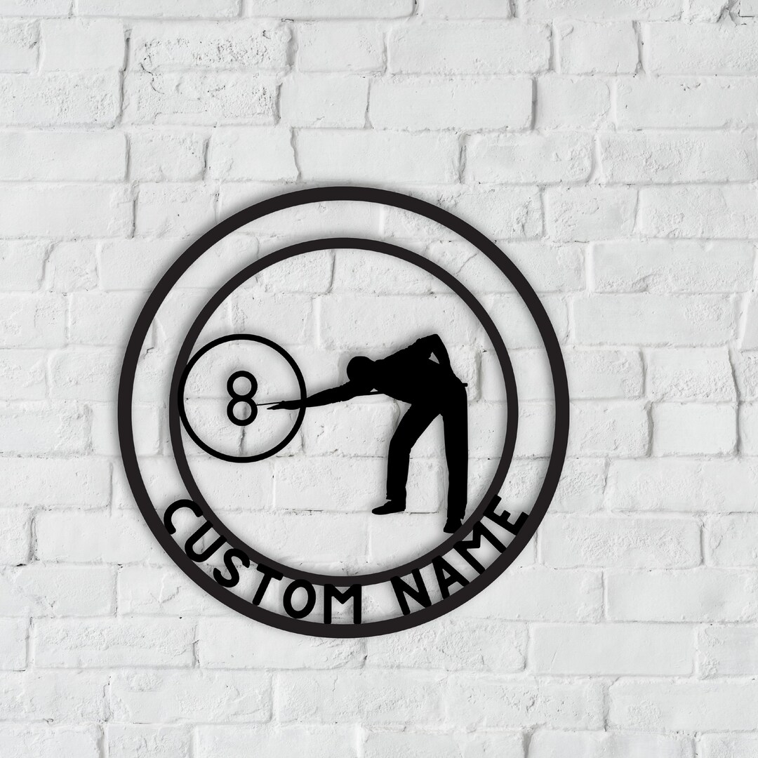 Billiards Metal Wall Art, Custom Snooker Name Sign, Billiards Metal ...