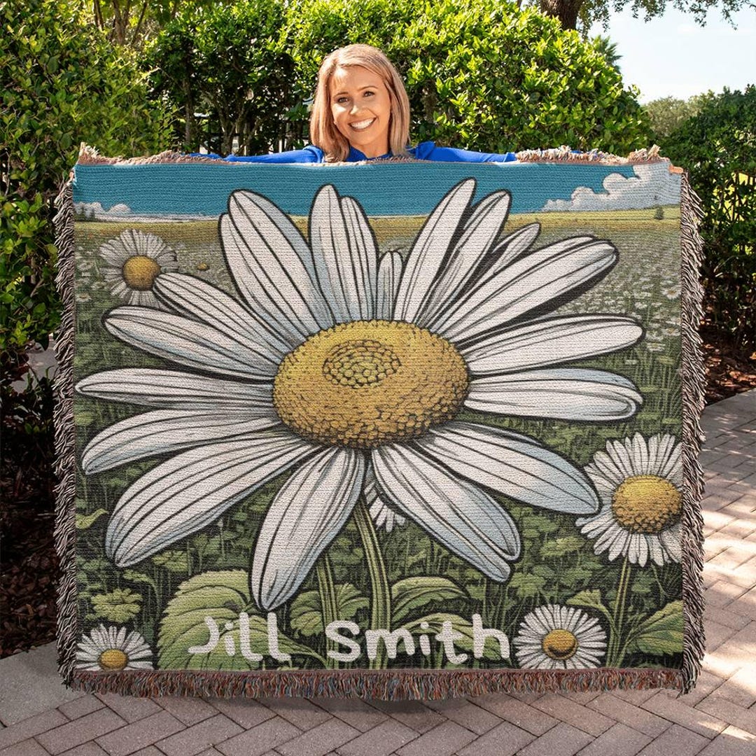 Personalized Daisy Heirloom Woven Blanket, Daisy Name Blanket, Daisy ...