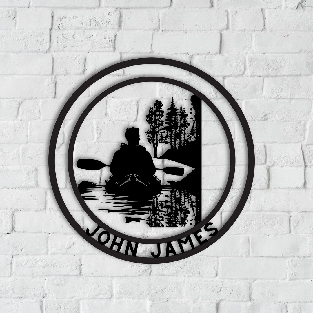Personalized Kayak Metal Wall Art, Custom Kayak Wall Decor Sign, Kayak ...