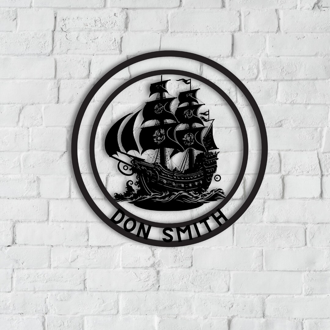 Personalized Pirate Ship Metal Wall Art, Custom Pirate Ship Wall Decor ...