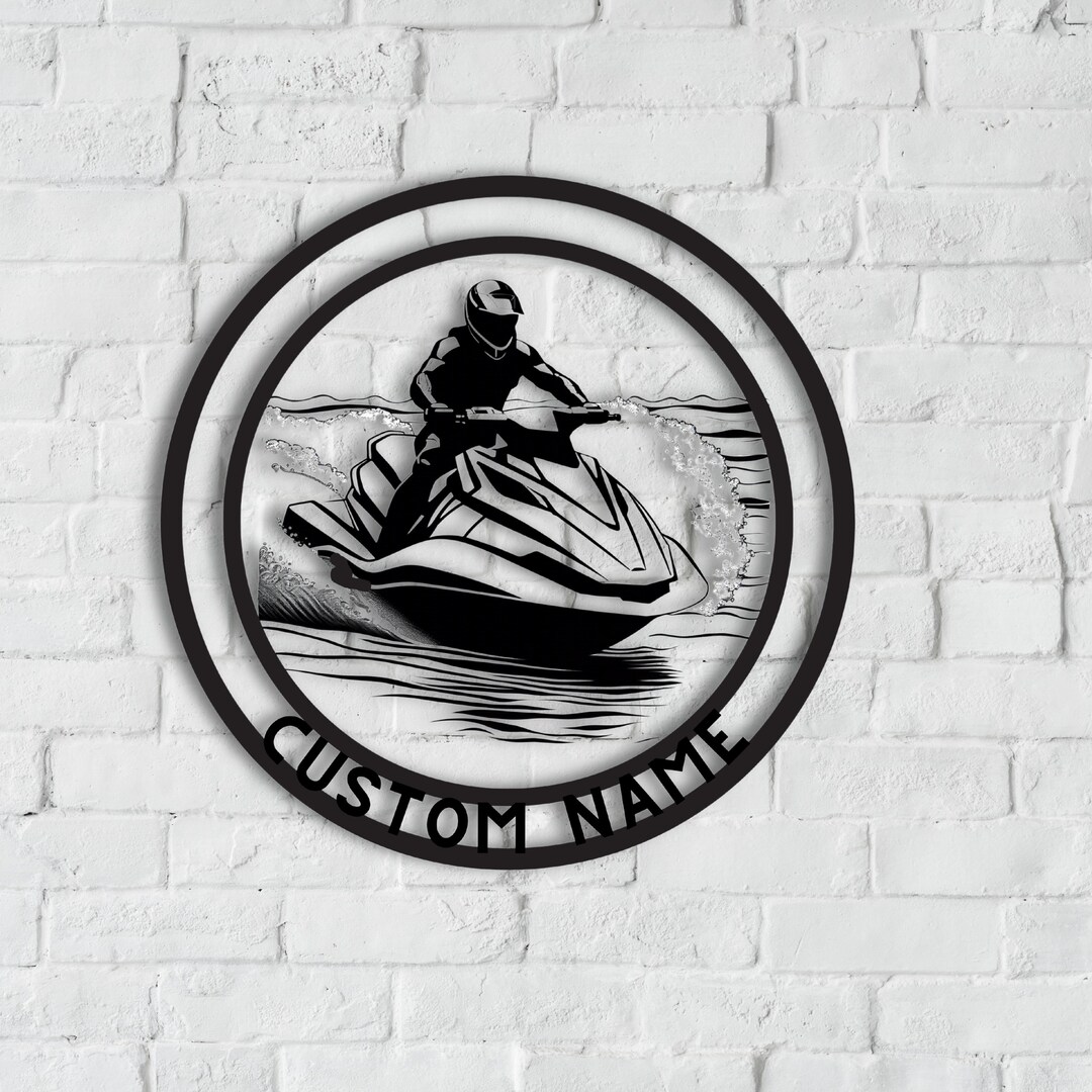 Custom Jetski Metal Wall Art, Personalized Jet Ski Name Sign Decoration ...