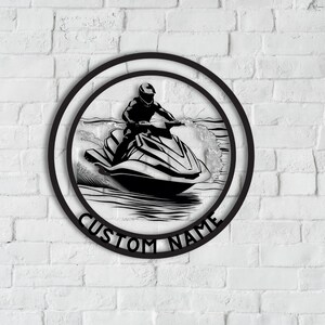 Custom Jetski Metal Wall Art, Personalized Jet Ski Name Sign Decoration ...