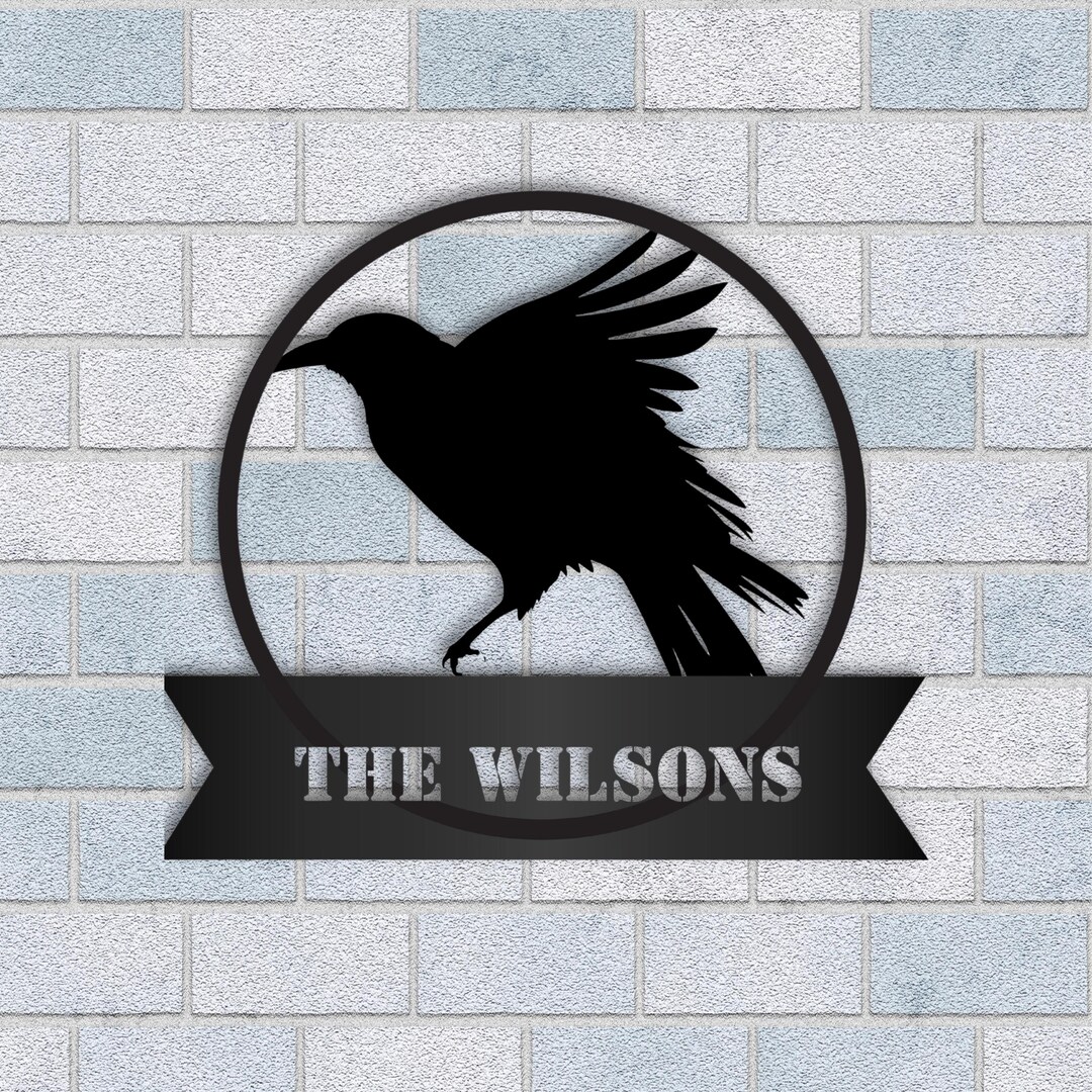 Personalized Raven Metal Wall Art, Custom Raven Wall Decor Sign, Birds ...