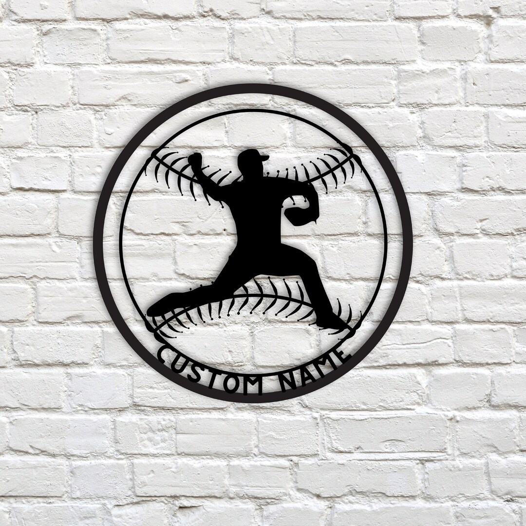 Baseball Metal Sign,baseball Pitcher Metal Wall Art,personalized ...