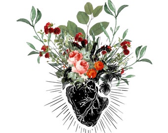 Hope Typography Floral Heart Digital Png, Instant Download DIGITAL ...