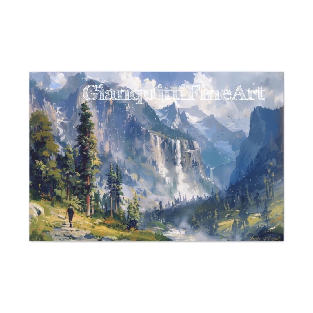 Yellowstone National Park Painting, Mountain Landscape, National Park ...