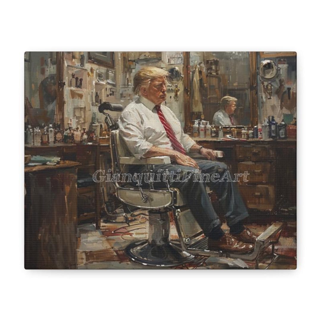 Donald Trump Barber Painting, Wall Art, Trump Barber, Political Art ...