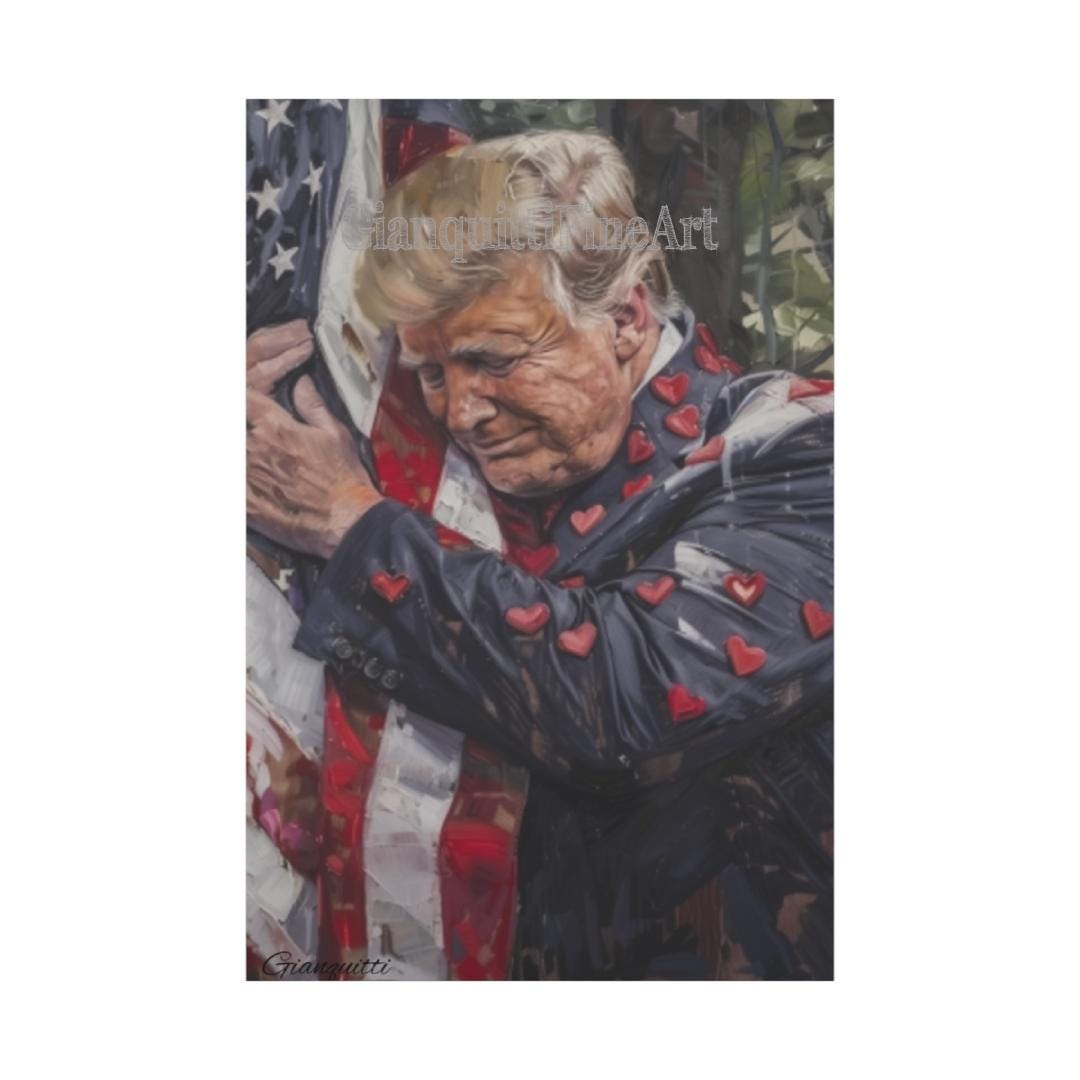 Trump Valentines Painting, Trump Flag Art, Political Gift, Valentines ...