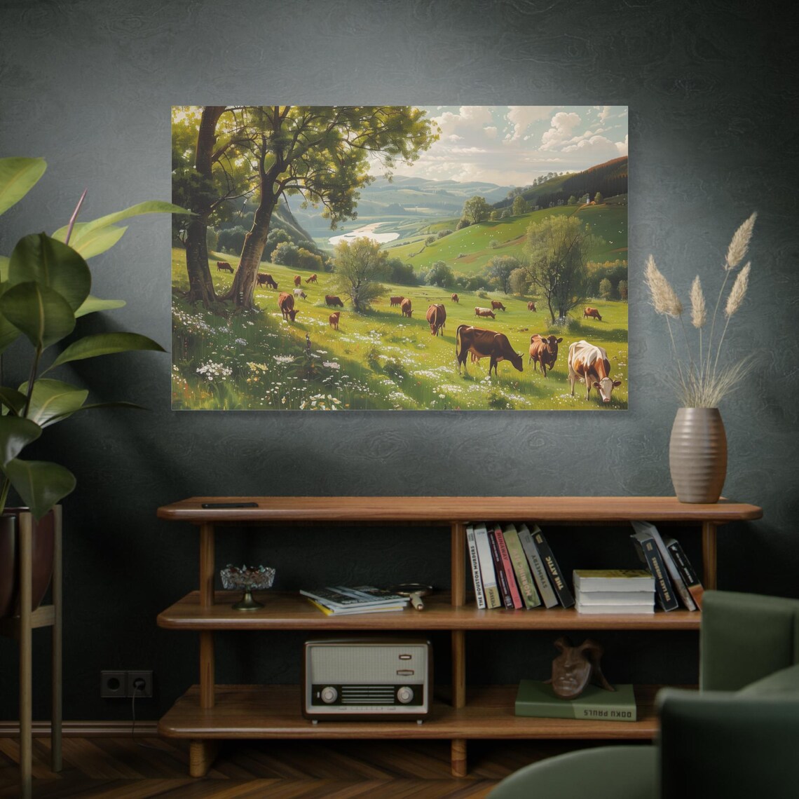 Cows in a Field Painting, Wall Art, Home Decor, Country Print, Farm Art ...