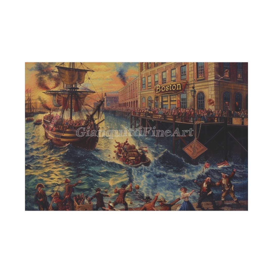 Boston Tea Party Painting, Historical Artwork Canvas, Wall Decor ...