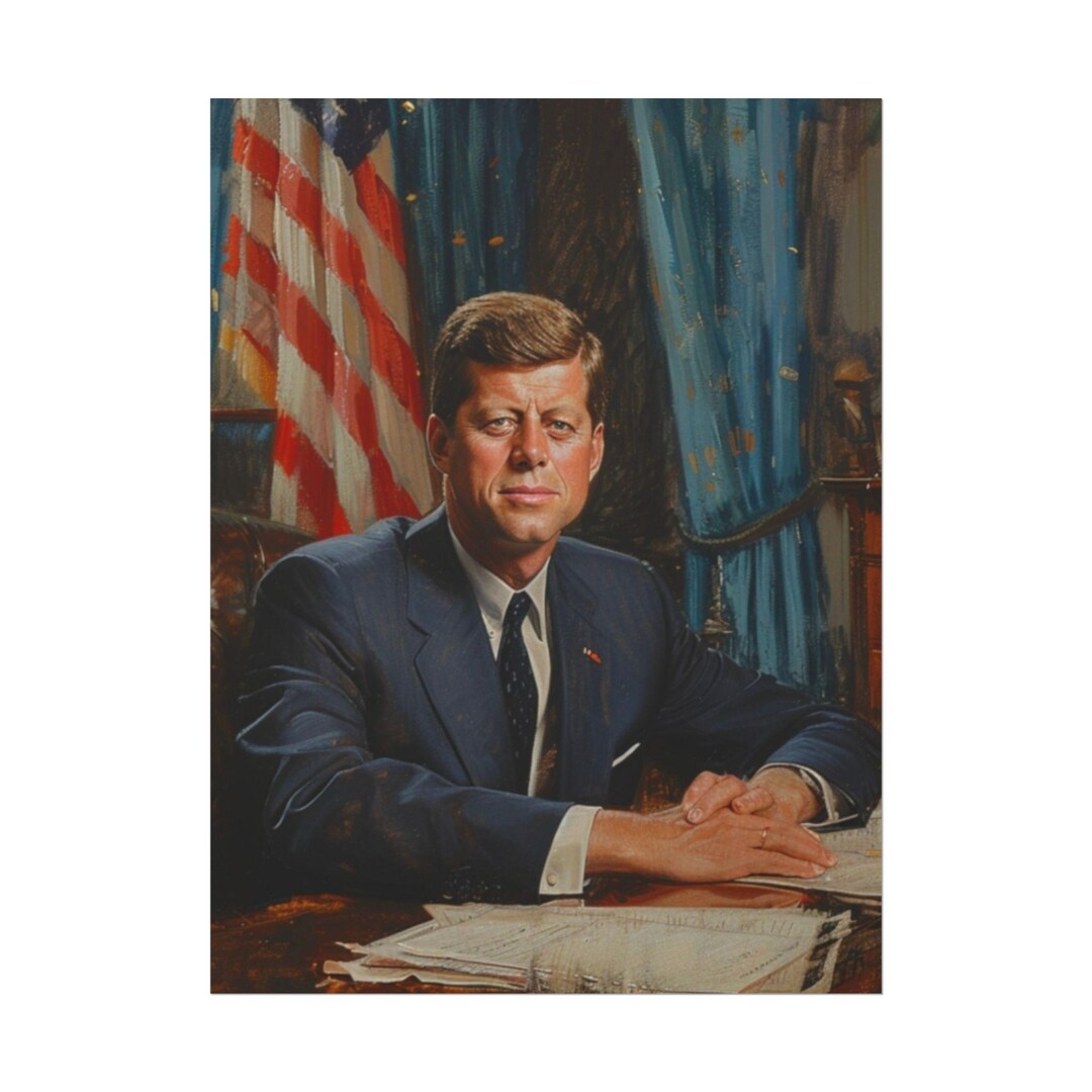 John F. Kennedy Portrait Rolled Poster | Presidential Portrait, Vintage ...