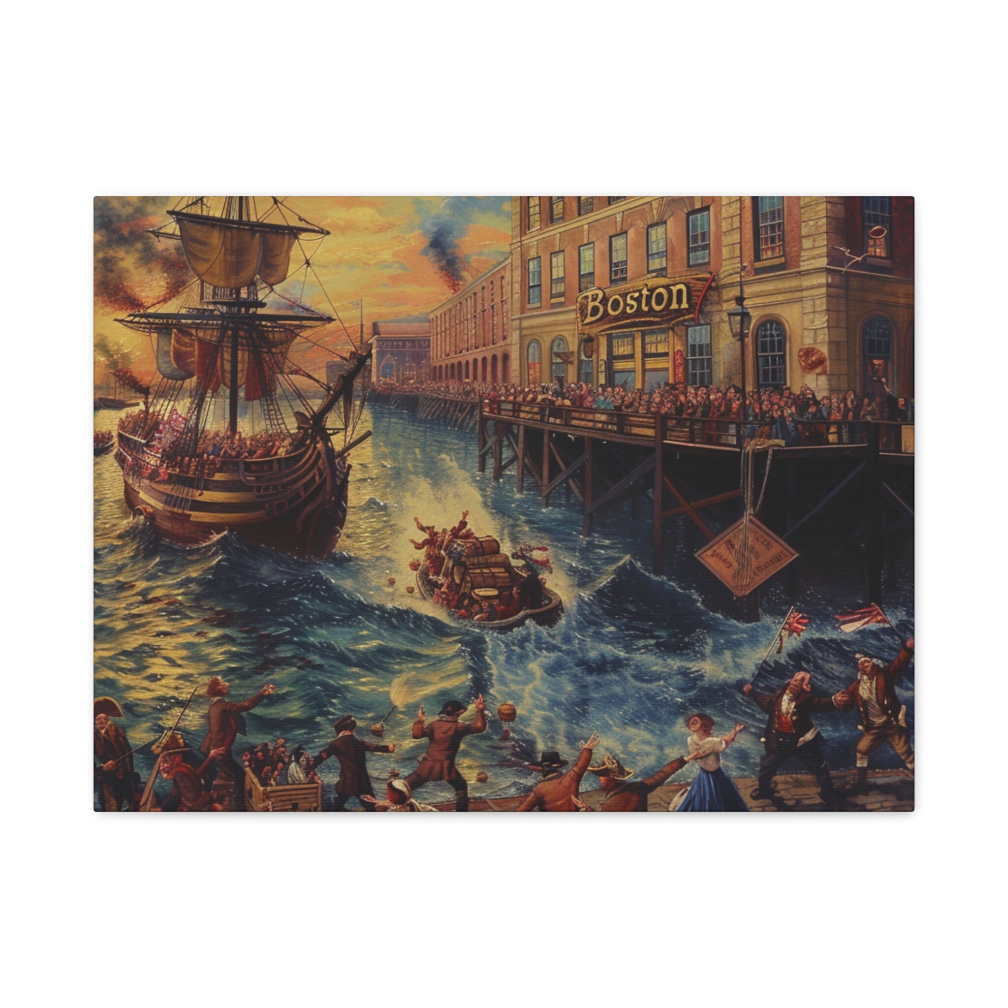 Boston Tea Party 1773 Painting Historical Canvas Painting - Etsy
