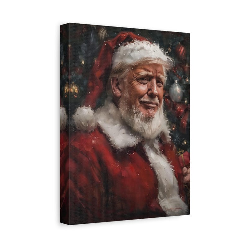 Portrait of Donald Trump, Painting Santa, Trump Christmas, Wall Art ...