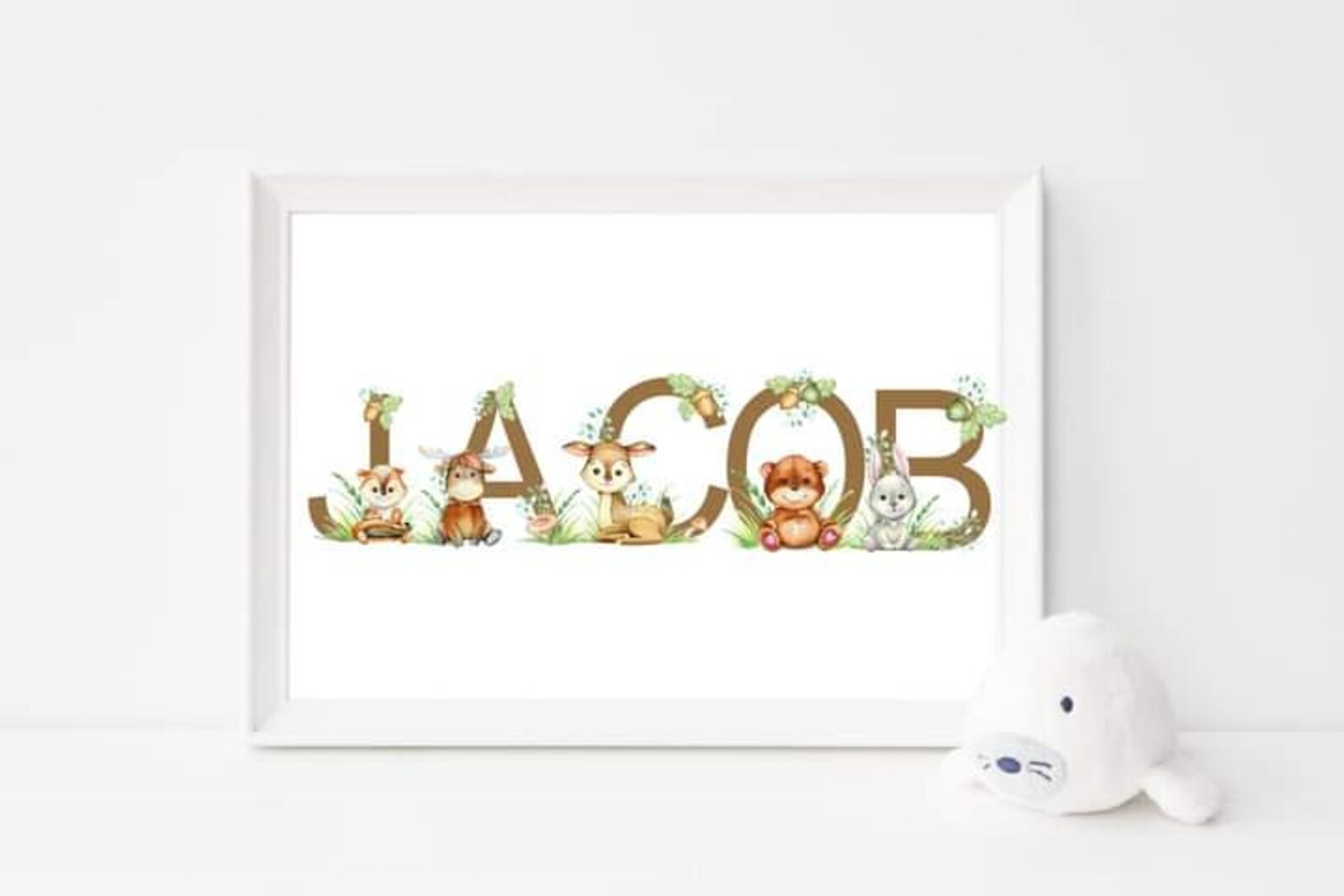 Woodland Themed Name Print, Nursery Print, Unframed, Print Only, A3, A4 ...