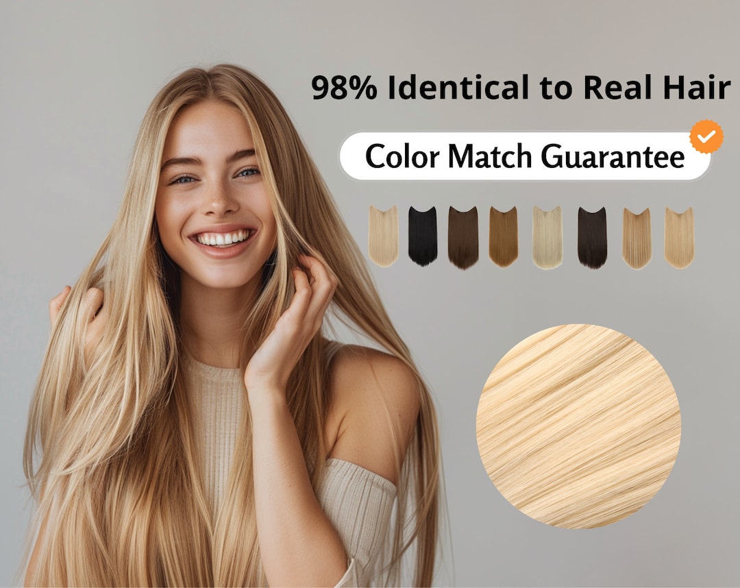 Straight Hair Extensions, Clip in Hair Extension, Invisible Wire Hair ...