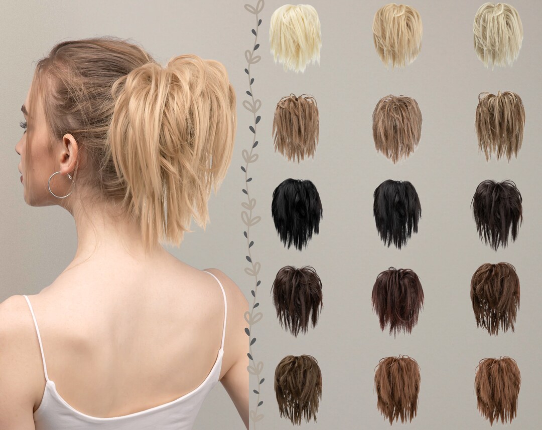 Messy Hair Bun Extension, Hair Piece Buns, Hair Scrunchie Updo, Like ...