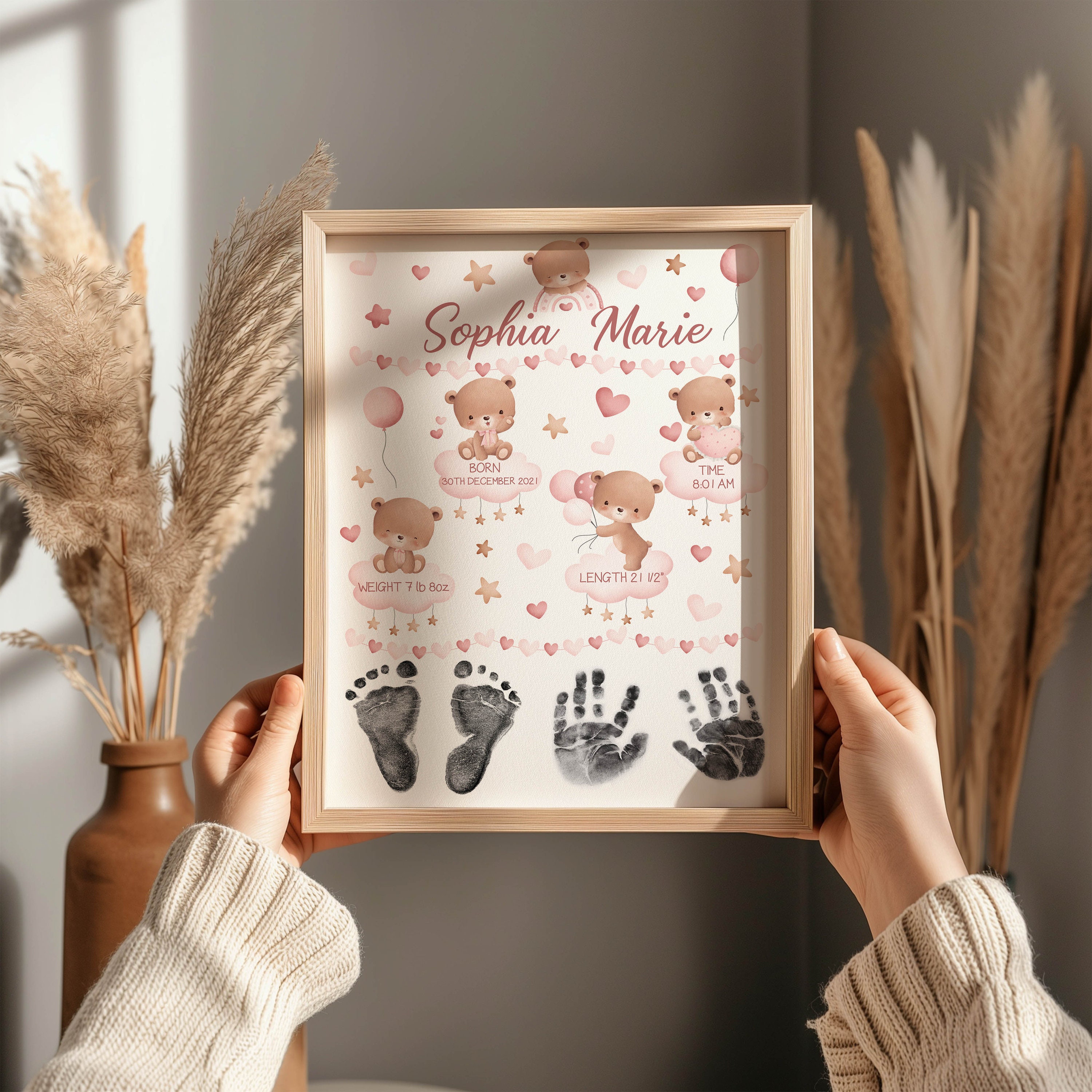 Birth Stats. Baby Footprint. Handprint Gift. Baby Announcing. Birth ...