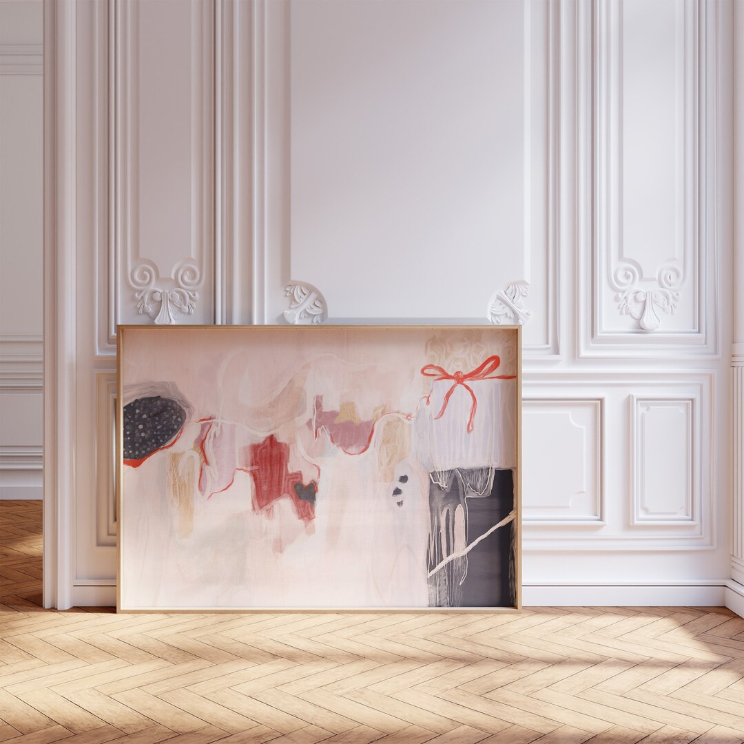 Red Thread Abstract Art Colorful Coquette Aesthetic Home Decor ...