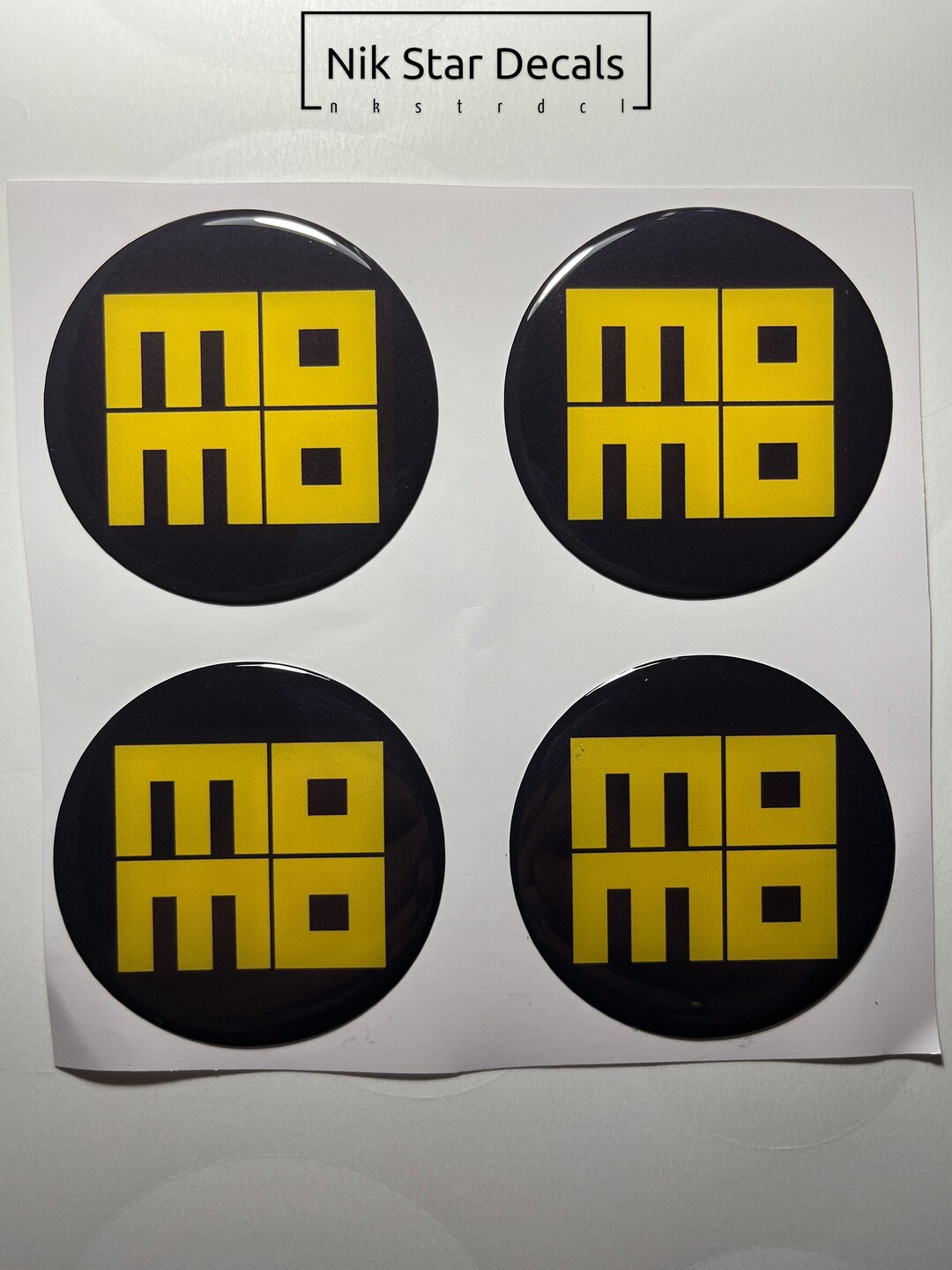 Momo Stickers Center Wheel Cap Decals, Set of 4 Momo Emblems, Handmade ...