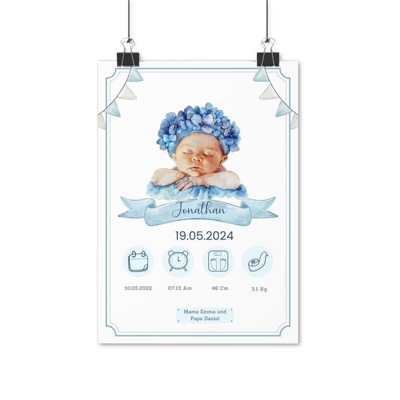 Poster Baby Boy Birth Board Poster Gift for Birth Personalizable - Etsy