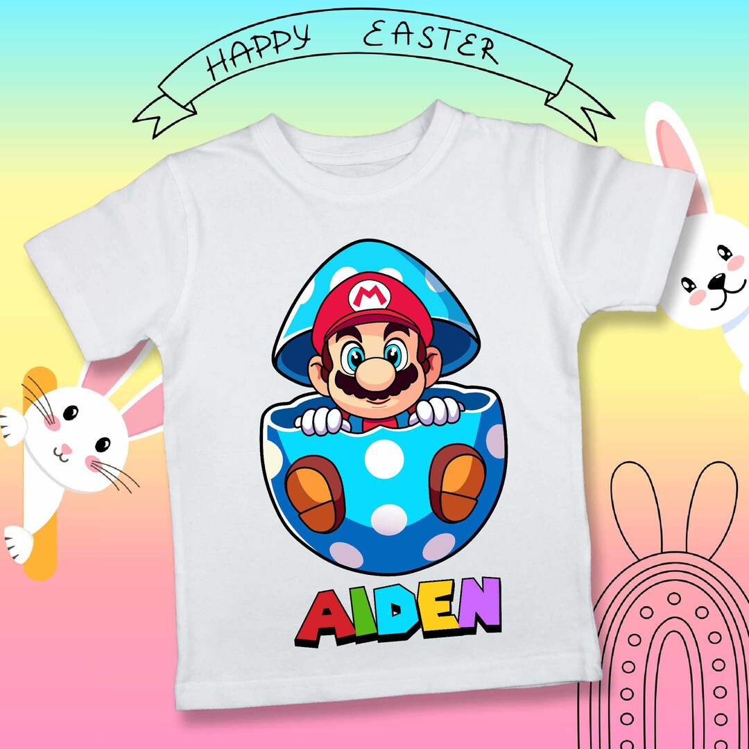Mario Easter Basic T Shirt, Cute Easter Tee, Mario Game,princess Peach ...