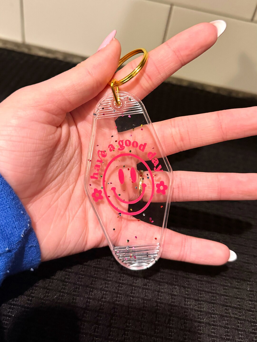 Have A Good Day Keychain, Positive Keychains, Motel Key Style Keychains ...