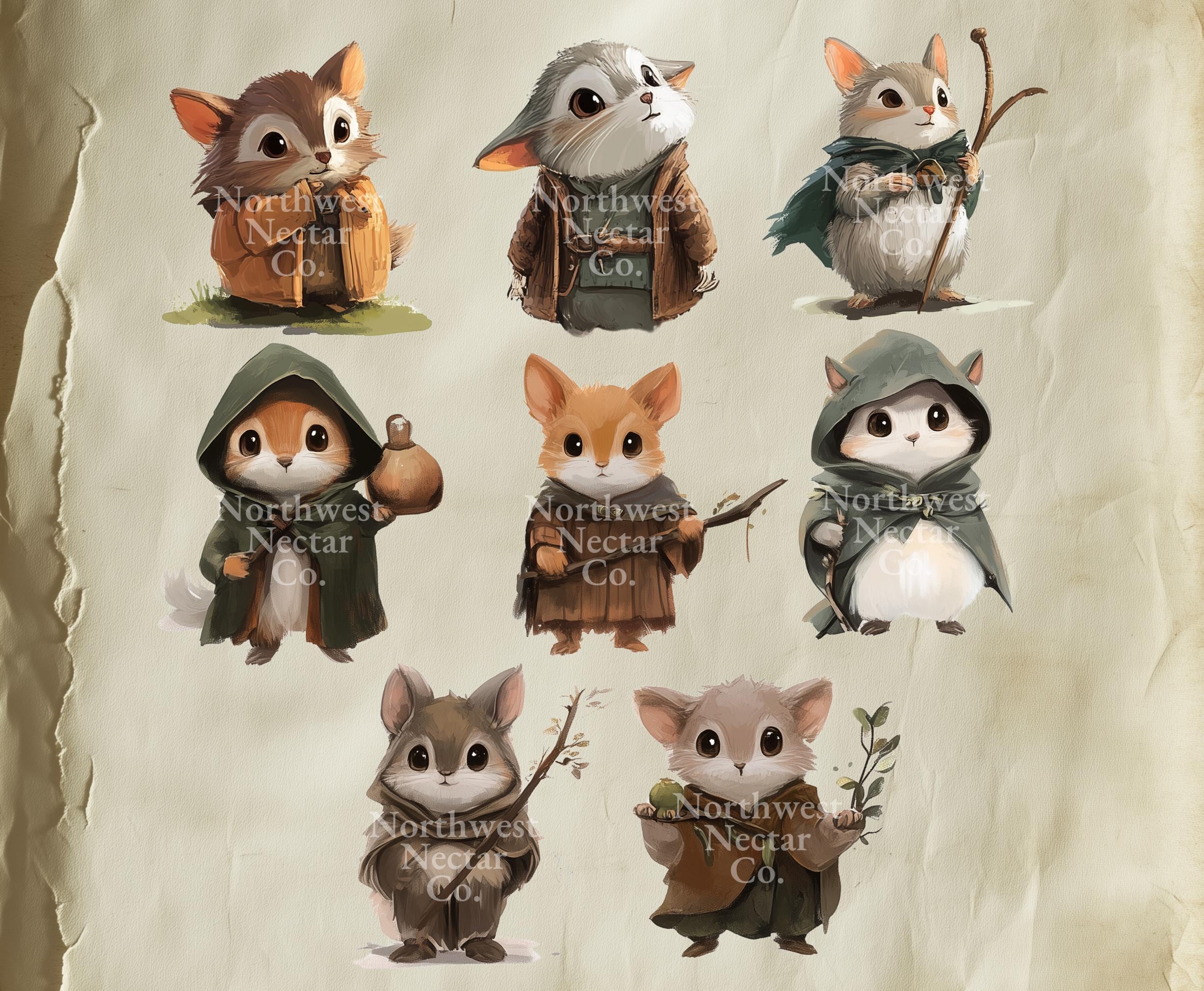 Enchanting Woodland Hobbit Animals Clipart Fantasy Clip Art Bundle ...