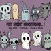 Spooky Monster Clipart Set for Halloween Hand Drawn Silly Characters ...
