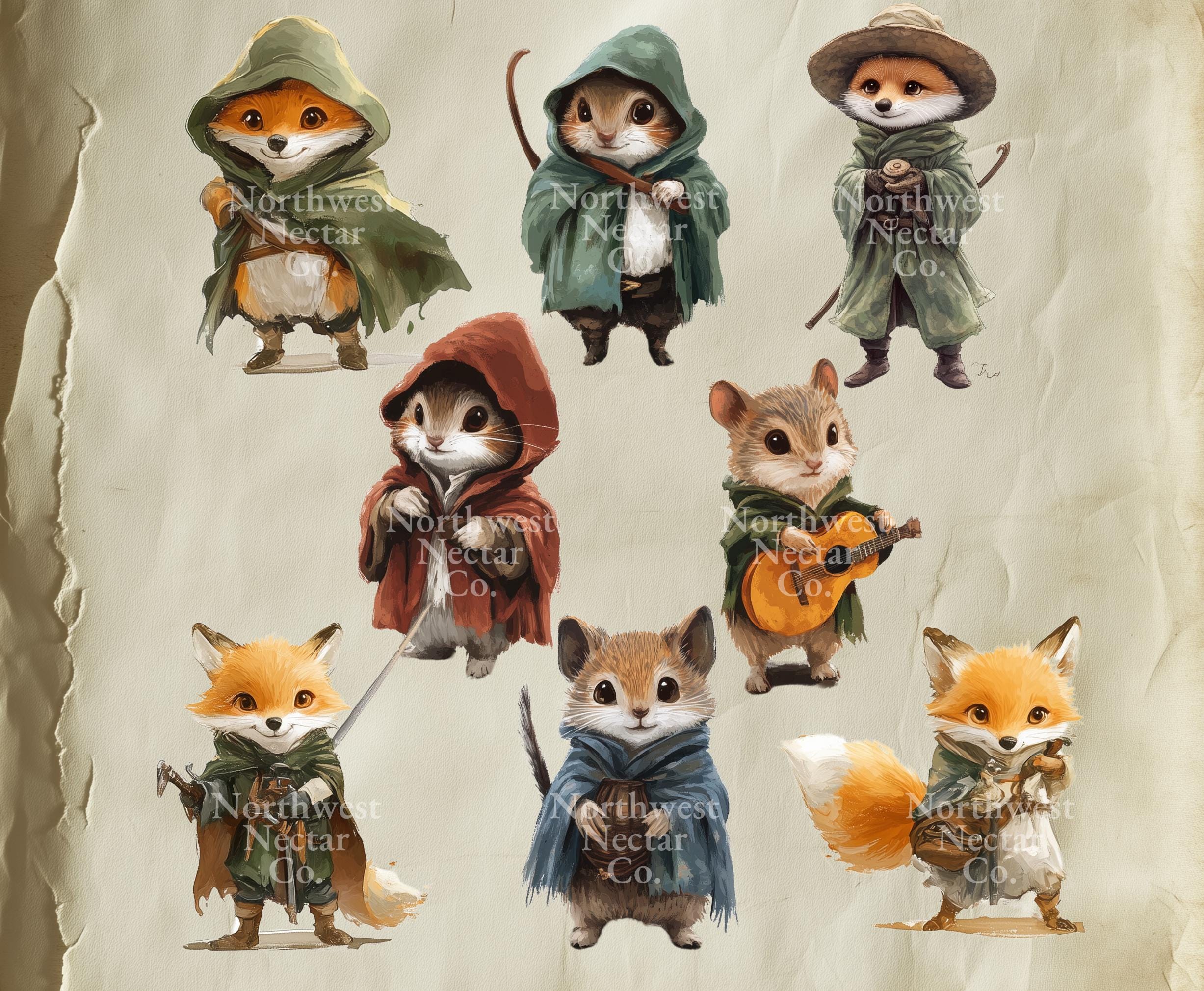 Enchanting Woodland Hobbit Animals Clipart Fantasy Clip Art Bundle ...