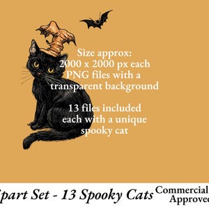 Commercial Use OK Clipart of Cute Spooky Cats | Halloween Cat Clipart ...