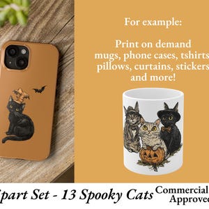 Commercial Use OK Clipart of Cute Spooky Cats | Halloween Cat Clipart ...