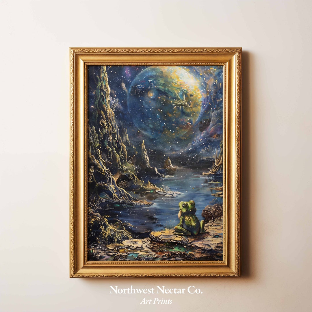 Tiny Adorable Alien Frog Fantasy Print Sci Fi Planet Dweller Amphibian ...