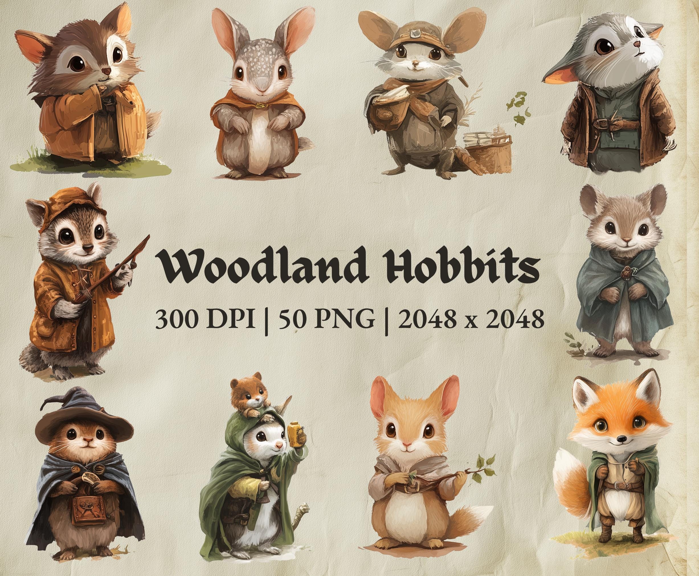 Enchanting Woodland Hobbit Animals Clipart Fantasy Clip Art Bundle ...
