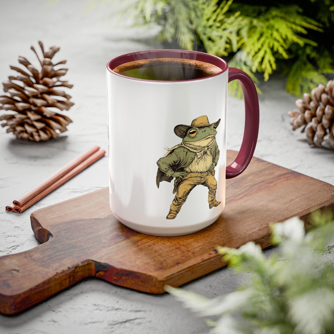 Funny Cowboy Frog Mug, Western Frog Mug, Comical Frog Mug, Adorable ...