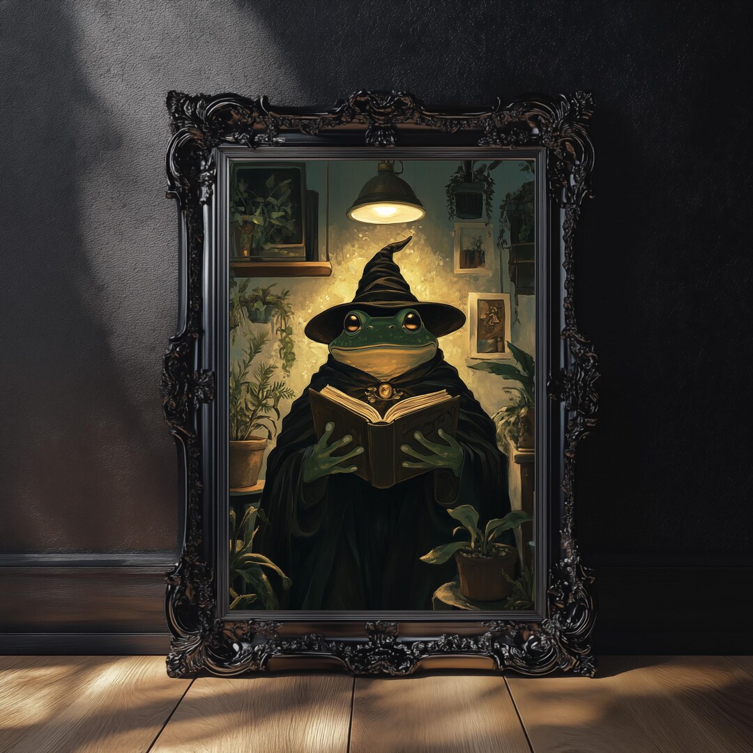 Magical Wizard Frog Art Print | Amphibian Decor | Studious Frogs ...