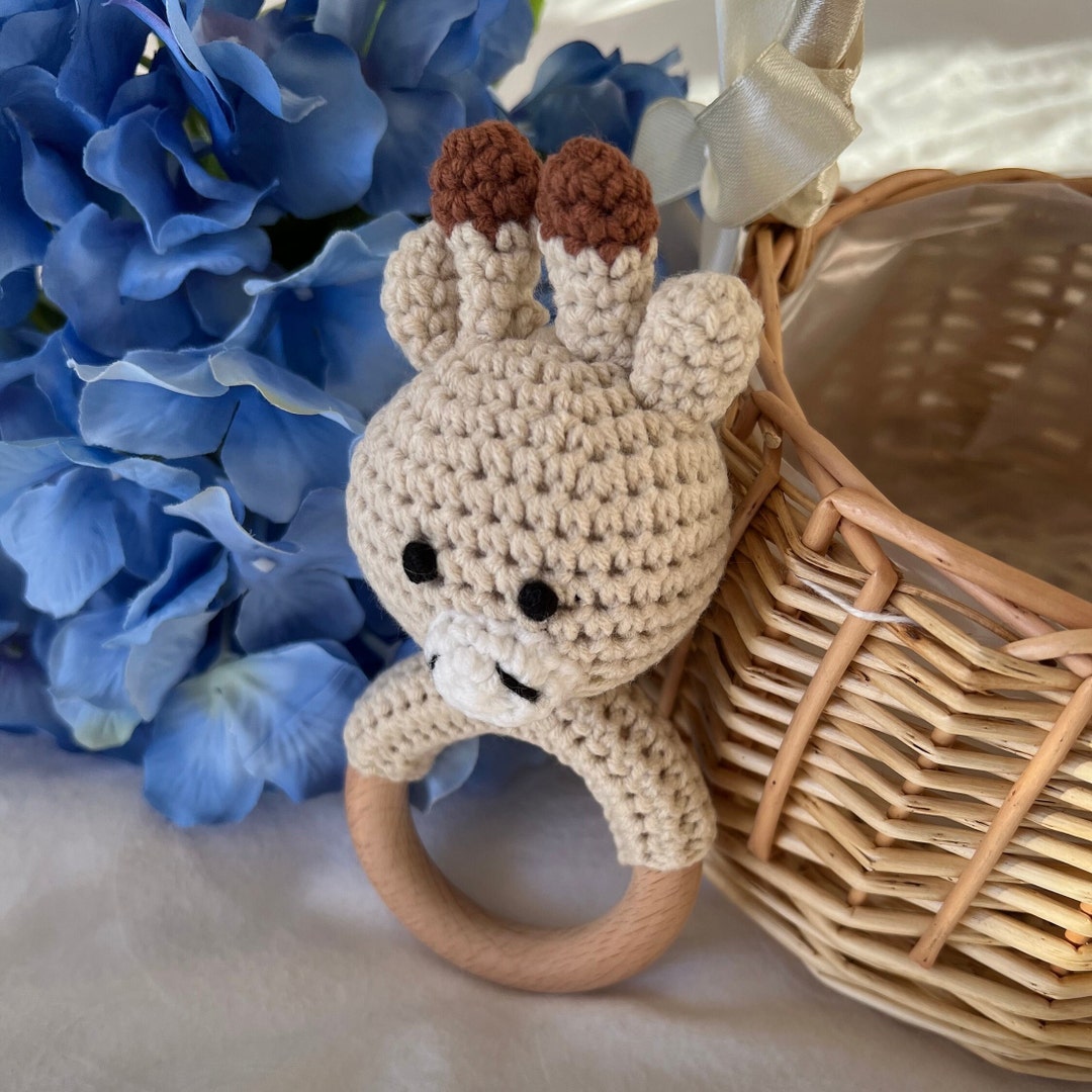 Handmade Baby Rattle With Animal Motifs Giraffe, Baby Gift Box ...